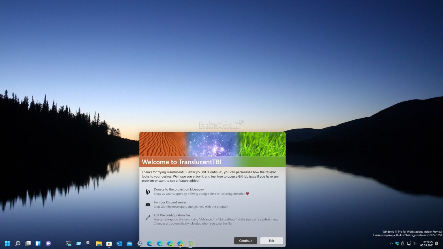 TranslucentTB - The Unique Taskbar Customization